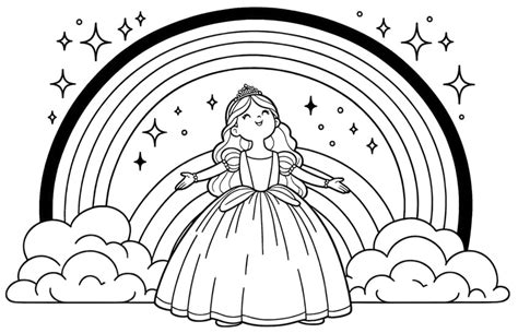 Princess And Rainbow Coloring Pages Princess And Carriage Coloring