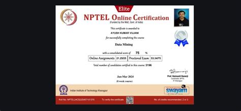 Ayush Kumar Vujani On Linkedin Nptel Datamining Iitkharagpur