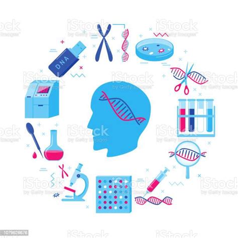 Dna 게놈 연구 라운드 플랫 스타일 개념 Dna에 대한 스톡 벡터 아트 및 기타 이미지 Dna 개념 개체 그룹 Istock