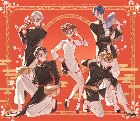 Safebooru 1girl 4boys D O Artem Wing Tears Of Themis Bangs Black