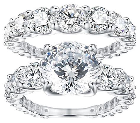 Diamonique X Jennifer Miller Bridal Ring Set Sterling Silver