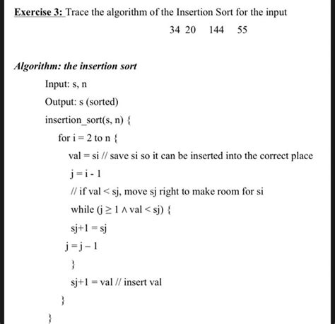 Get Answer Question Exercise 3 Trace The Algorithm Of The