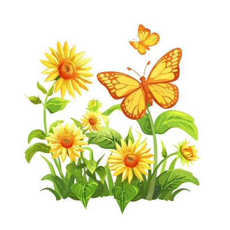 Um Desenho De Uma Borboleta E Flores Com Borboletas Vetor Premium