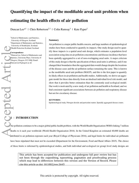 PDF Quantifying The Impact Of The Modifiable Areal Unit Problem When Estimating The Health