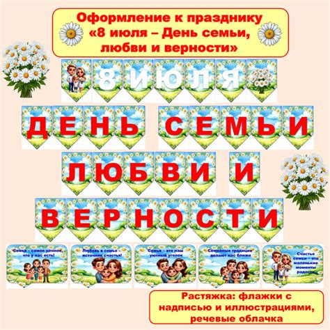 Оформление «8 июля День семьи любви и верности растяжка речевые облачка