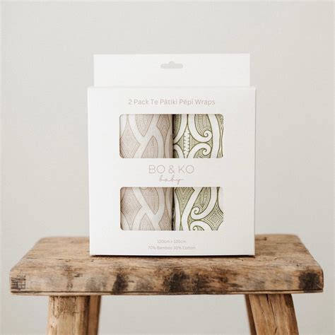 Bo And Ko 2 Pack Wrap Set Te Pātiki Mocha And Te Pātiki Green Little