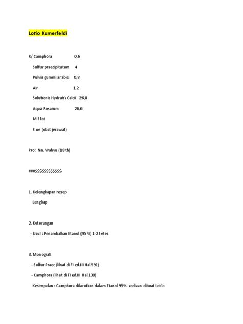 Formulasi Lotio Kumerfeldi Untuk Jerawat Pdf