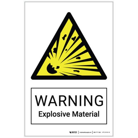 Warning Explosive Material Hazard Label Comprehensive Safety Signs