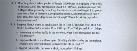 Solved R18 How Long Does It Take A Packet Of Length 1 000