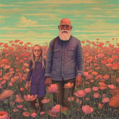 Premium Photo Illustration Of An Old Man And A Girl Standing