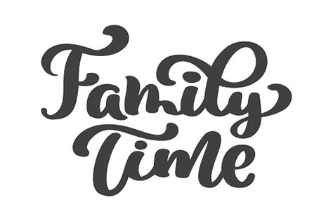 가족 시간손으로 그린된 벡터에 고립 된 화이트 레터링 추수 감사절 인사말 카드 서식 파일입니다 흰색 배경에 고립 된 벡터 문자 필기 현대 브러쉬 가족에 대한 스톡 벡터 아트