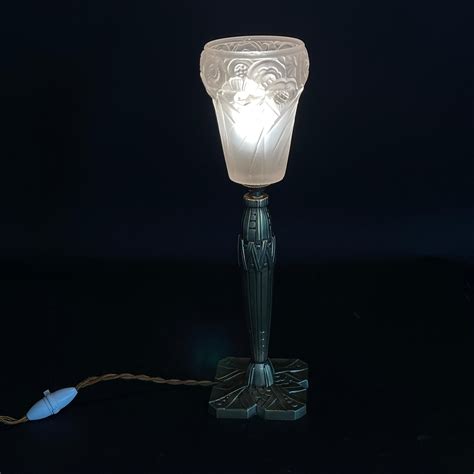 Art Deco Table Lamp Bronze Glass 1930s For Sale At 1stdibs