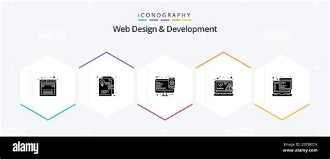 Web Design And Development 25 Glyph Icon Pack Including Javascript Error Responsive Web