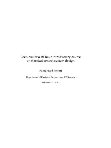 Ee250 Fall2012 Lecture Notes Pdf Download Free Pdf Control Theory