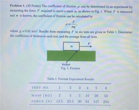 solved problem 1 30 points the coefficient of friction μ