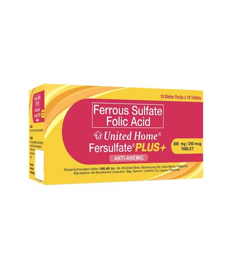 Fersulfate Plus Tablet United Home Products Rose Pharmacy Medicine