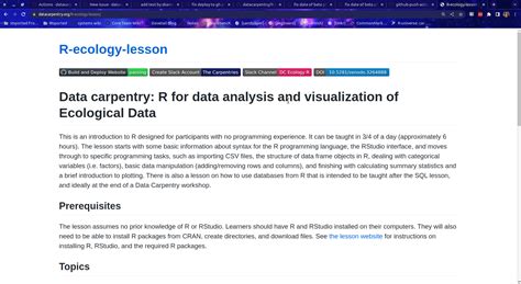 Github Workflow Needs To Be Updated Issue Datacarpentry R
