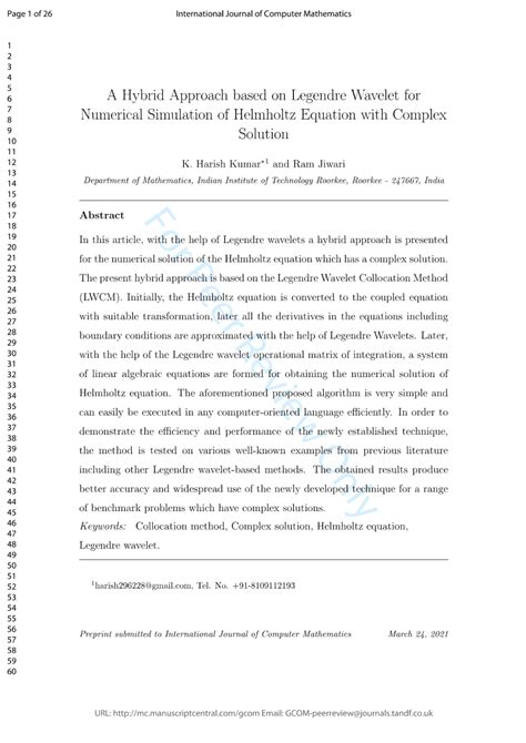 Pdf A Hybrid Approach Based On Legendre Wavelet For Numerical