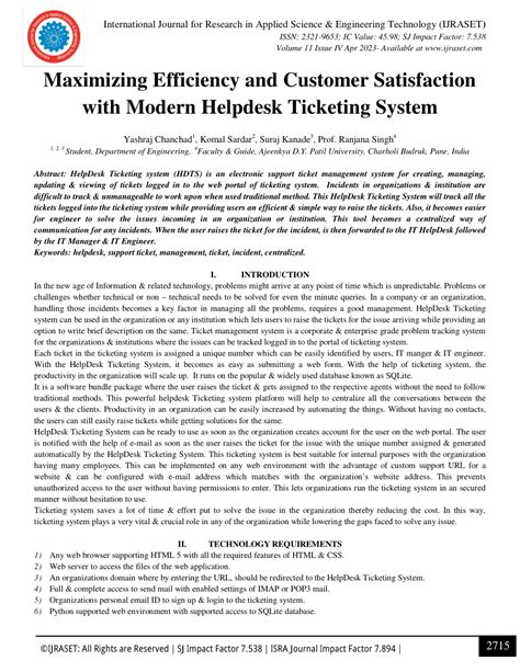 Pdf Maximizing Efficiency And Customer Satisfaction With Modern Helpdesk Ticketing System