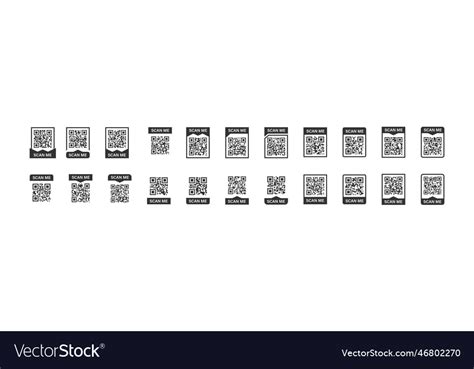 Qr Code Scan Me Set Icons For Mobile Device Vector Image