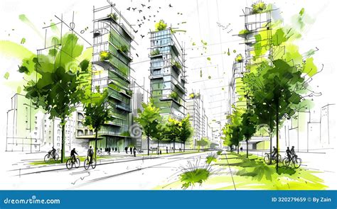 Sketch Of A Sustainable Development Project Green Project Underlining The Importance Of