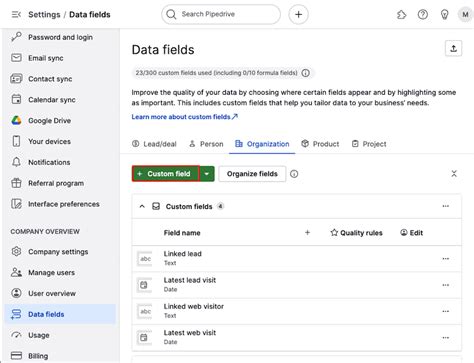 custom fields knowledge base pipedrive