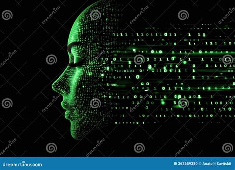 Human Face Dissolving Into Binary Code Representing A Futuristic Ai Concept And Digital