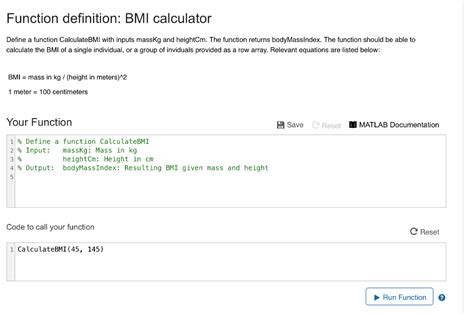 Solved Function Definition Bmi Calculator Define A Function