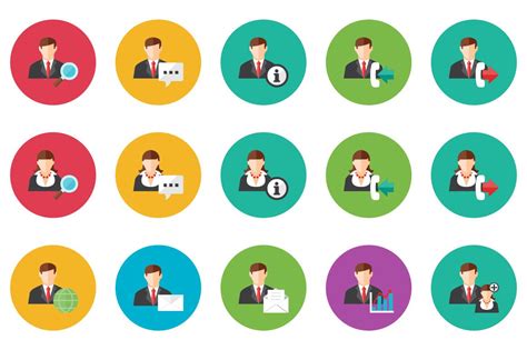 20 User Account Flat Icon Set Illustrator Graphics ~ Creative Market