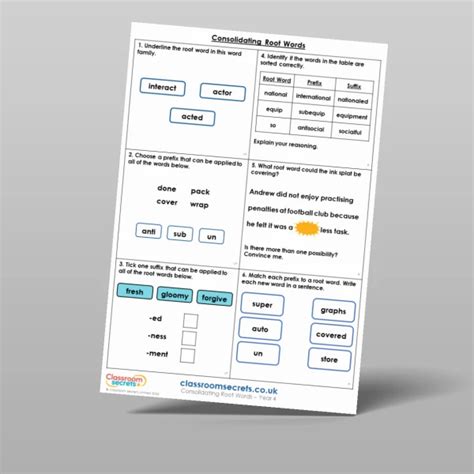 Year 4 Consolidating Root Words Mixed Activity Resource Classroom Secrets