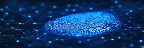 Digital Fingerprint Identification On Blue Network Cybersecurity And Privacy Technology Stock