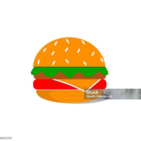 햄버거 로고 디자인 벡터 서식 파일 패스트 푸드 플랫 로고 현대 미니멀 디자인 일러스트 고기에 대한 스톡 벡터 아트 및 기타 이미지 고기 깨 디자인 Istock