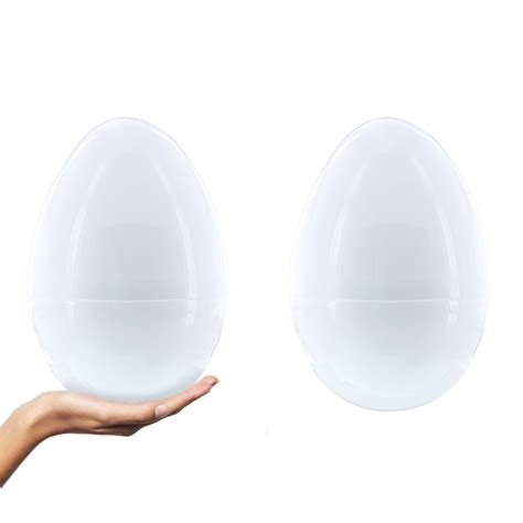 Set Of 2 White Plastic Jumbo Large Size Easter Eggs 10 Inches Color
