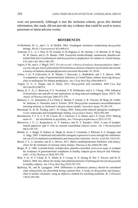 7 Doxycycline Assessment Of Long Term Health Effects Of Antimalarial Drugs When Used For