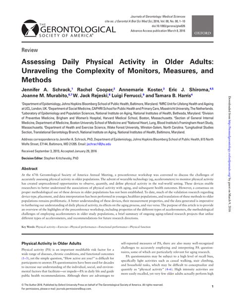 Pdf Assessing Daily Physical Activity In Older Adults Unraveling The Complexity Of Monitors