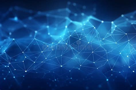 Abstract Blue Polygonal Background With Connecting Dots And Lines Ai Generated Stock