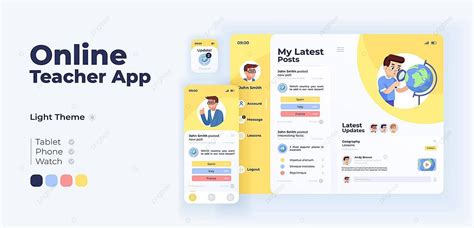 Educational App With Adaptive Design And Flat Character Ui Vector School Kit Gui Png And