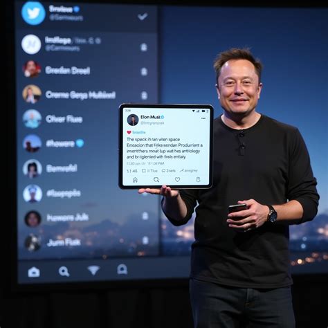 Elon Musk Standing In Front Of A Typical Social Media Background