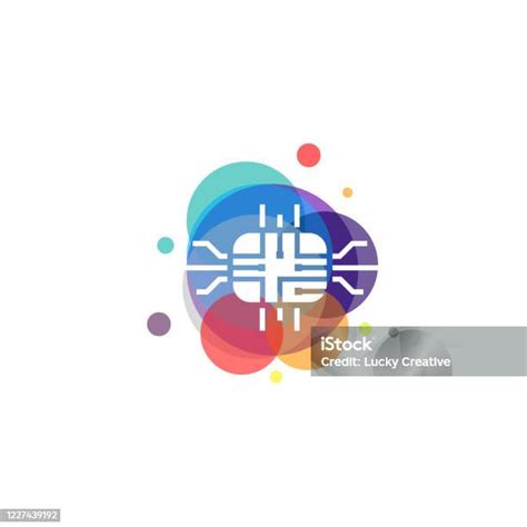 다채로운 프로세서 기호 벡터 칩 기호 디자인 템플릿 디자인 개념 기호 템플릿기호 유형 요소 데이터에 대한 스톡 벡터 아트 및