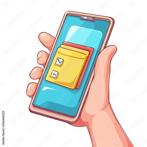 Mobile Phone Folder Icon Click Cursor Hand Vector Illustration For Ui Ux Design Stock