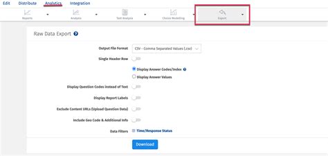 downloading raw data to csv export data questionpro help document