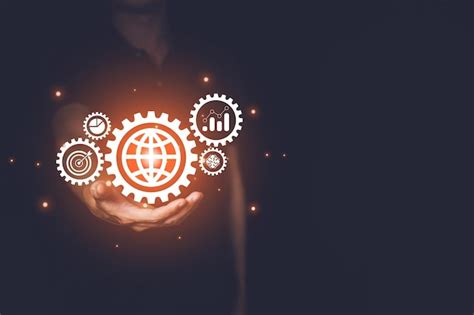 Premium Photo Gears On Hand Of Businessman Successful Business And Process Management Workflow