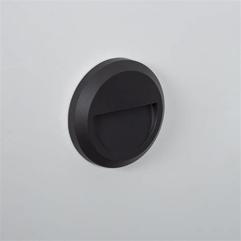 1w Edulis Round Surface Black Outdoor Led Wall Light Ledkia