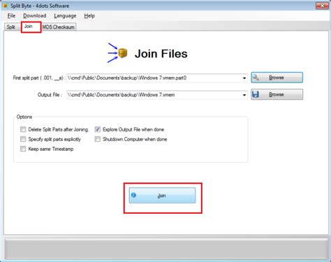 Split Join Files With Split Byte A Free File Splitter And Joiner Software