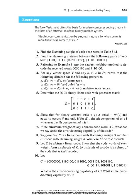 Exercise Introduction To Algebraic Coding Theory 31 Introduction To