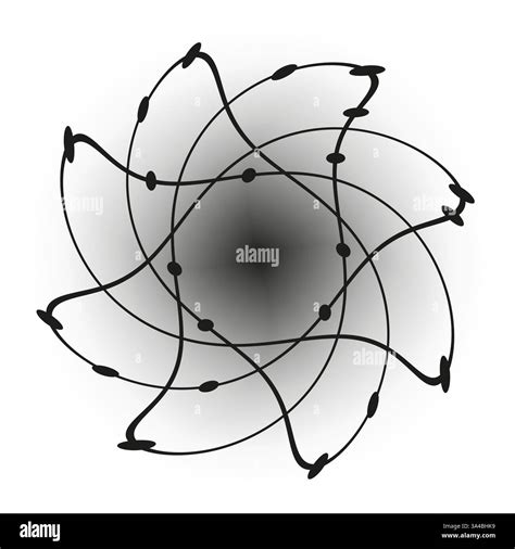 Abstract Atom Shape Wavy Orbital Motion Scientific Nucleus Structure Black Futuristic Symbol