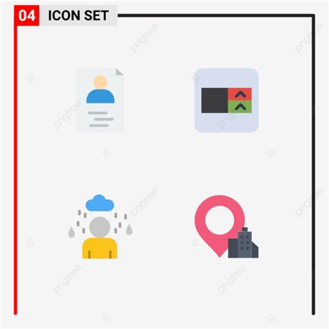 set of 4 vector flat icons on grid for hands elements profile design