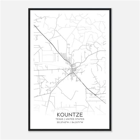 Kountze Texas Map Poster Modern Home Decor Wall Art Print Custom