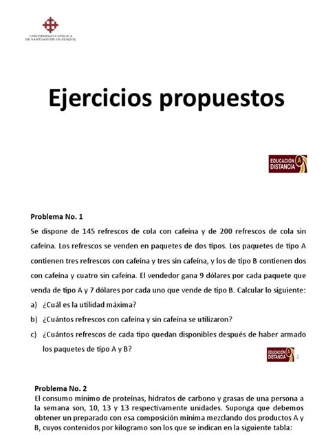 Ejercicios Programación Lineal Pdf Refresco Cafeína