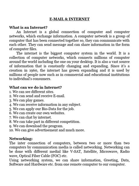 Email And Internet Pdf Computer Network World Wide Web
